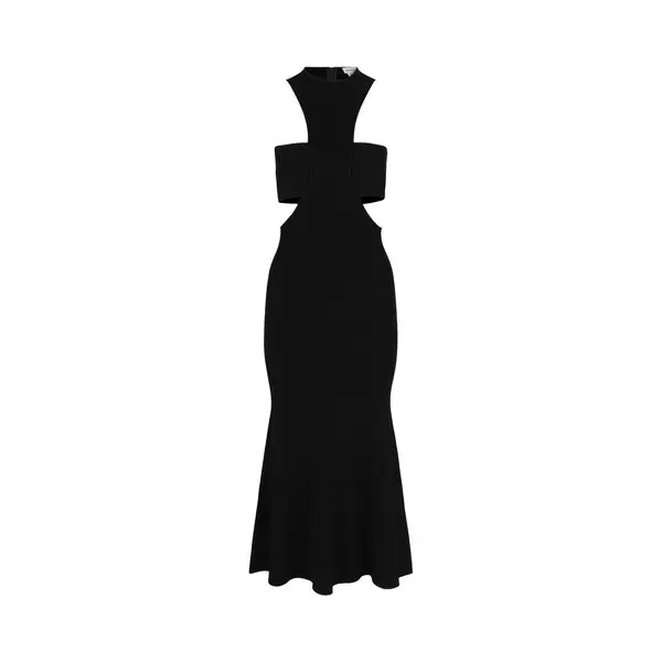 Alexander McQueen Slashed Harness Midi Dress - Black