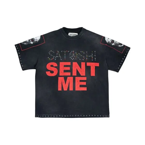 SATOSHI NAKAMOTO Washed' Graphic T-shirt - Black