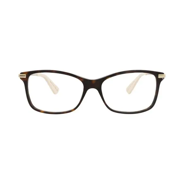 Gucci Square-frame Acetate Optical Frames 'havana/gold/transparent