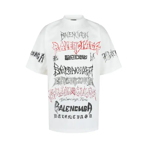 Balenciaga Metal Logo Oversized T-shirt - White