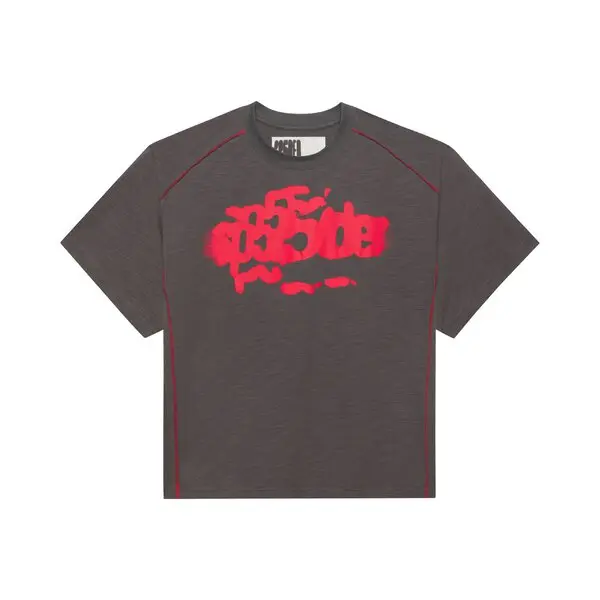 SP5DER Slate Contrast Stitch Slub Tee
