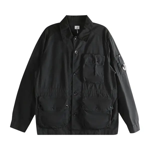 C.P. COMPANY Flatt Nylon Mixed Button Lens Jacket - Black