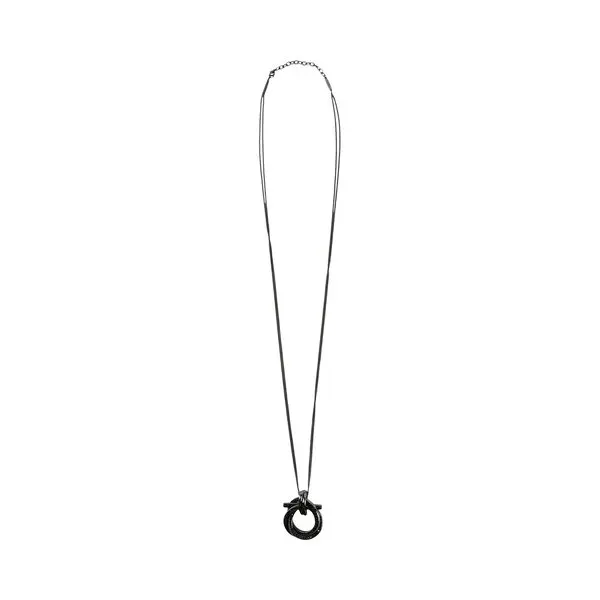 FERRAGAMO Gancini Crystal-embellished Pendant Necklace - Silver