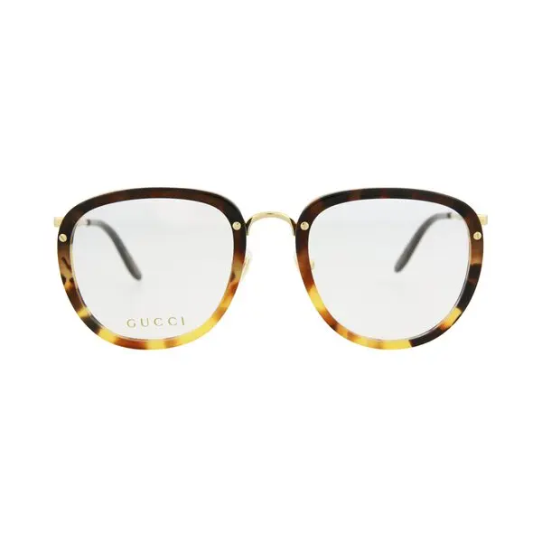 Gucci Square-frame Acetate Optical Frames 'havana/gold/transparent
