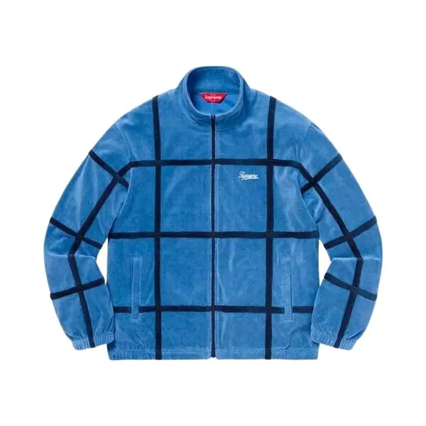 Supreme Grid Taping Velour Jacket - Blue