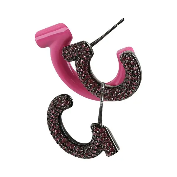FERRAGAMO Crystal-embellished Gancini Half-hoop Earrings