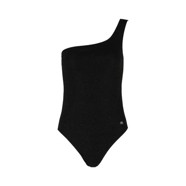 Balenciaga Asymmetric Lurex One Piece Swimsuit - Black