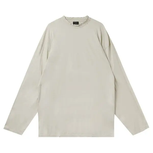 Balenciaga Long-sleeve Oversized Distressed T-shirt 'shell - Black