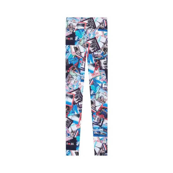 Balenciaga Allover Cities Leggings In Grey - Multicolor