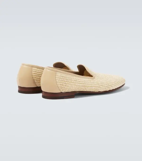 Manolo Blahnik Mario Raffia Loafers - Beige