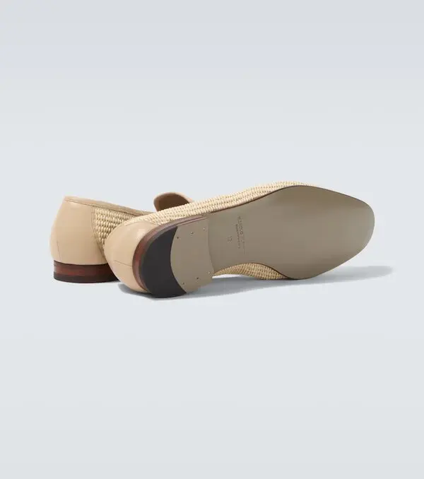 Manolo Blahnik Mario Raffia Loafers - Beige