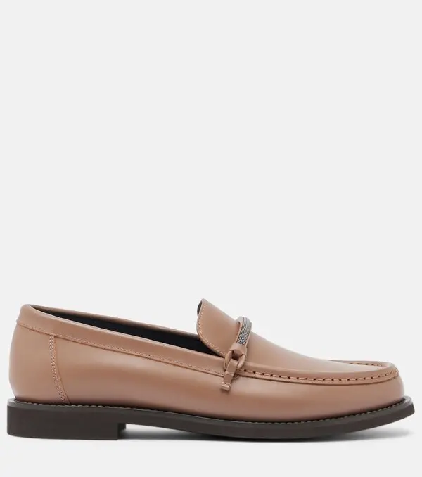 Brunello Cucinelli Monili Leather Loafers