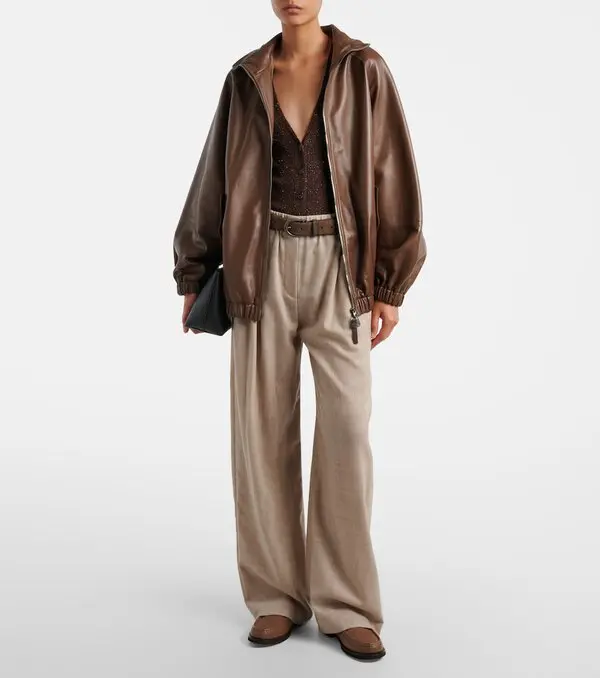 Brunello Cucinelli Monili Leather Loafers