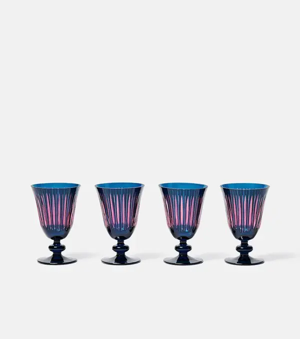 L'Objet Prism Set Of 4 Wine Glasses - Blue