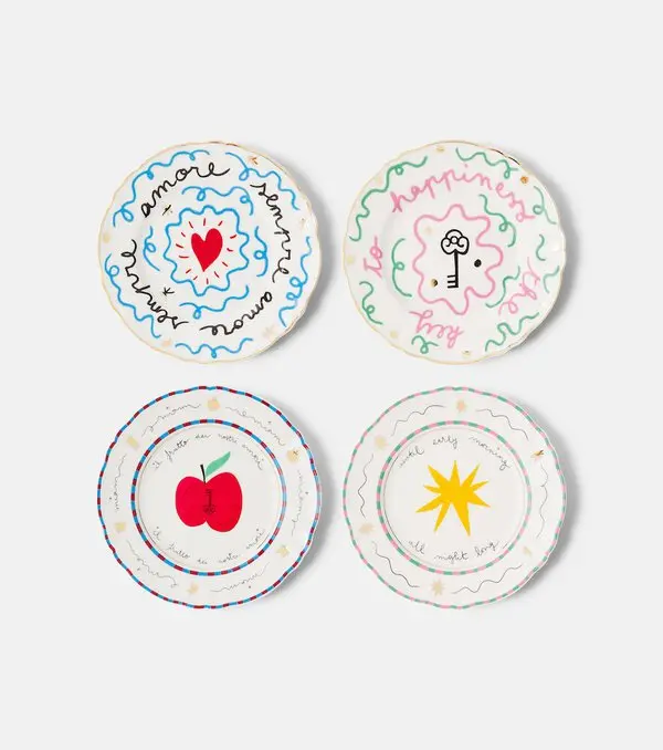 BITOSSI Il Frutto Della Passione Set Of 4 Porcelain Plates - Multicoloured