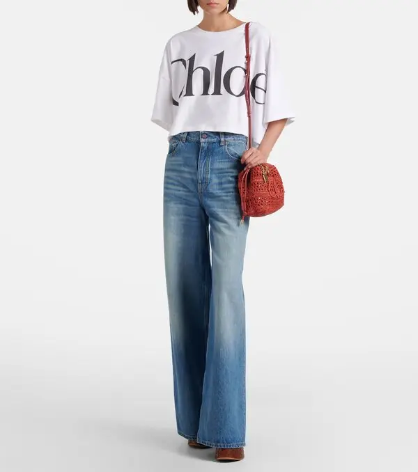 Chloé Raffia Drawstring Shoulder Bag