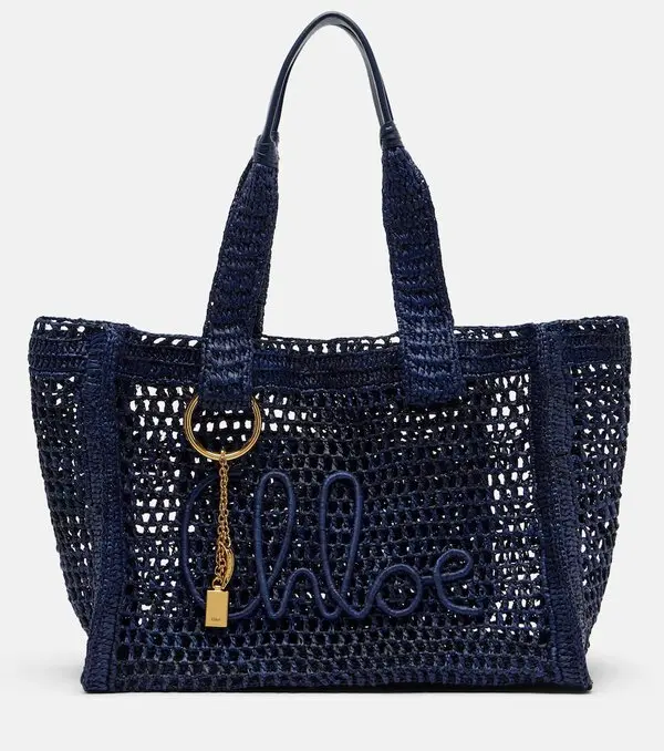 Chloé Raffia East-west Tote Bag - Blue