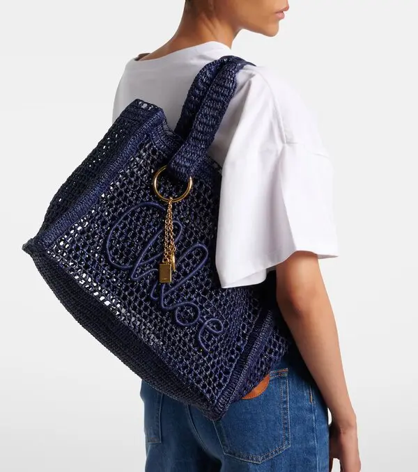 Chloé Raffia East-west Tote Bag - Blue