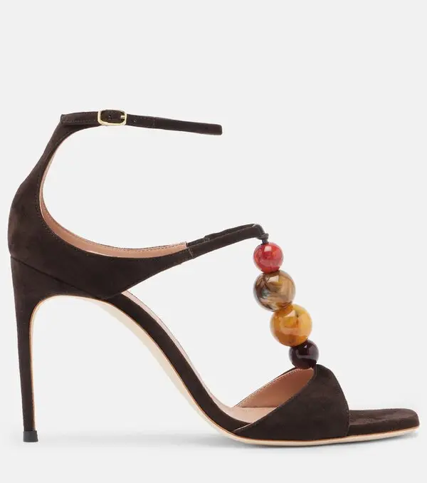 MALONE SOULIERS Lena Beaded Suede Sandals