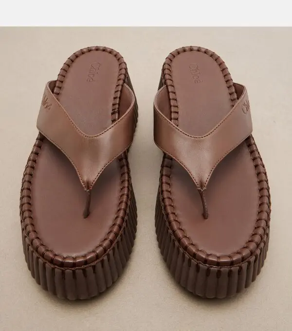 Chloé Leather Platform Thong Sandals
