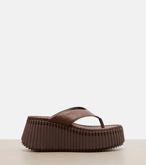 Chloé Leather Platform Thong Sandals