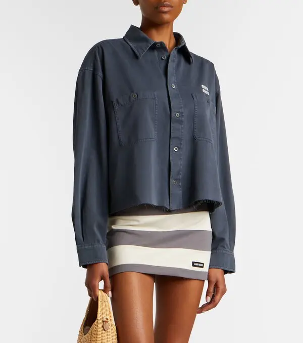 Miu Miu Frayed Denim Shirt