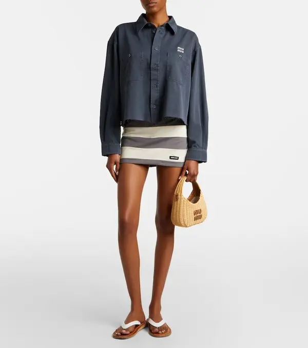 Miu Miu Frayed Denim Shirt