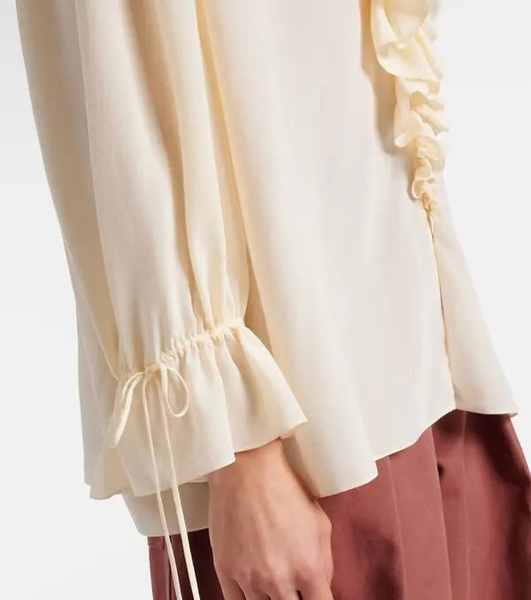 Chloé Ruffled Silk Blouse - White