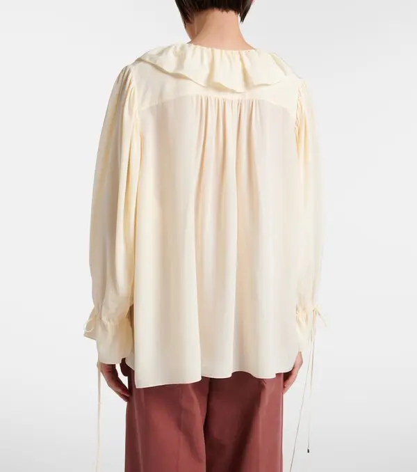 Chloé Ruffled Silk Blouse - White