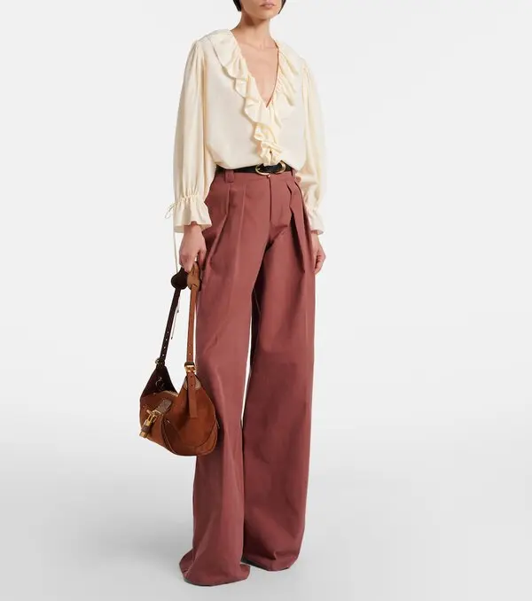 Chloé Ruffled Silk Blouse - White