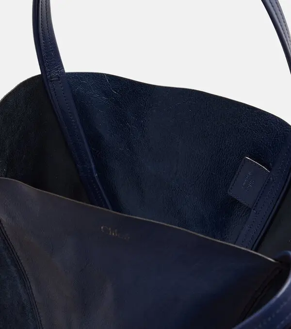Chloé Spin Leather And Suede Tote Bag - Blue