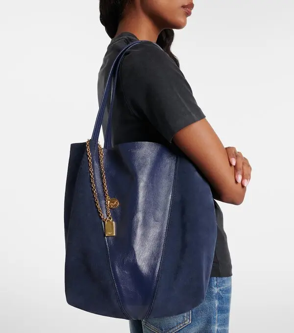 Chloé Spin Leather And Suede Tote Bag - Blue