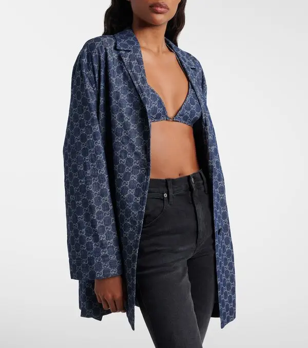 Gucci Gg Denim Jacquard Bra Top