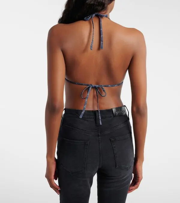 Gucci Gg Denim Jacquard Bra Top