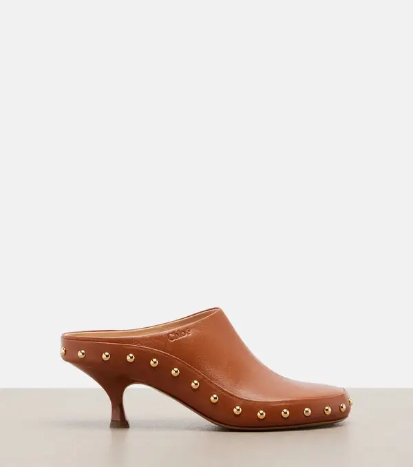 Chloé Studded Leather Clogs