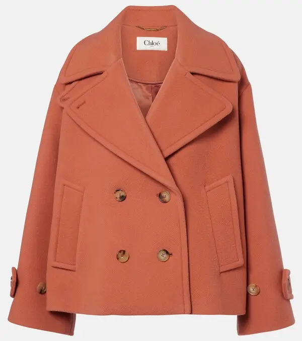 Chloé Oversized Wool-blend Peacoat - Pink