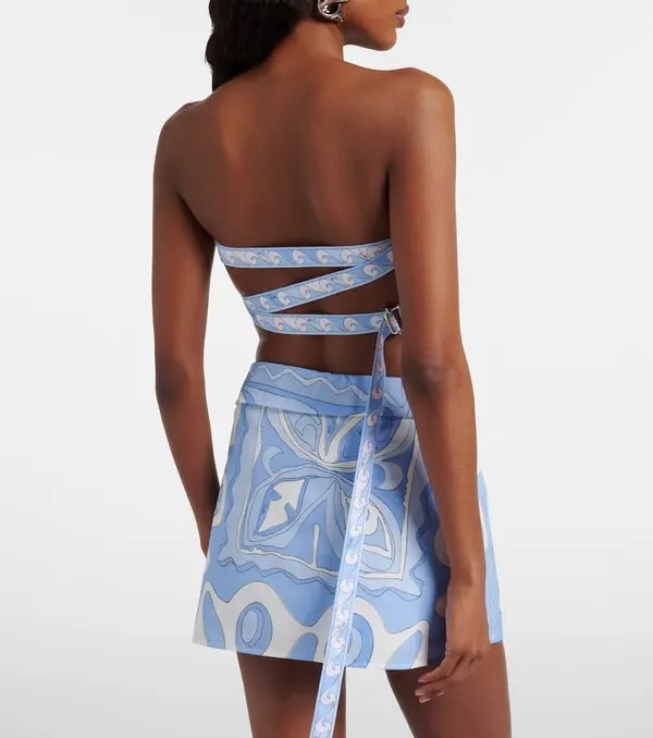 Emilio Pucci Printed Cotton Bandeau Top