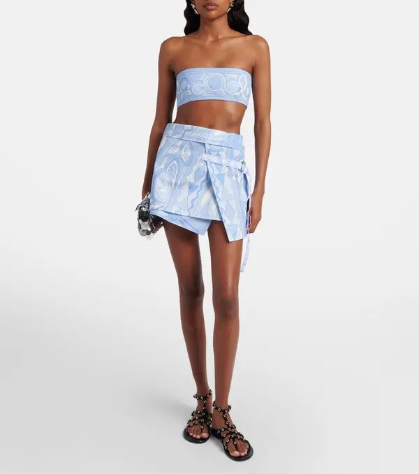 Emilio Pucci Printed Cotton Bandeau Top