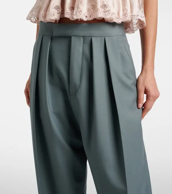 Chloé Pleated Virgin Wool Straight Pants