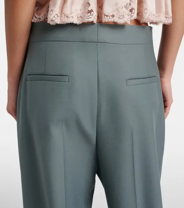 Chloé Pleated Virgin Wool Straight Pants