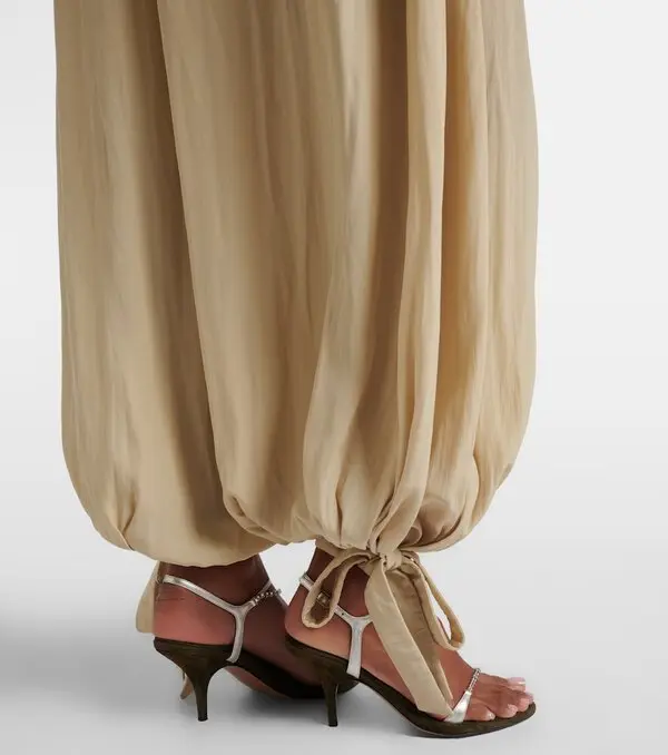 Chloé Pleated Satin Balloon Pants - Green