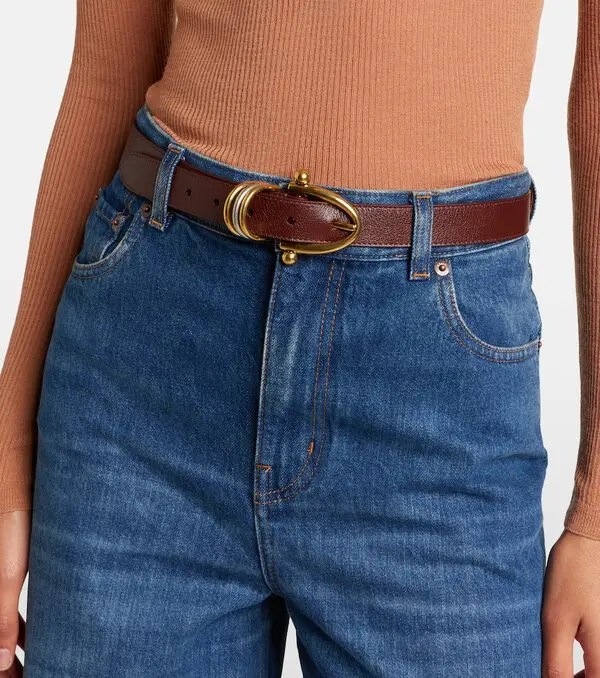 Chloé Leather Belt - Burgundy