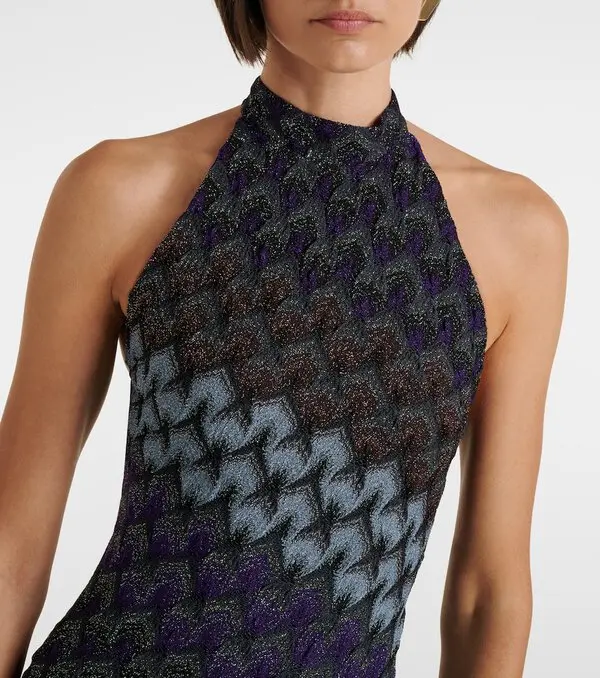 Missoni Halterneck Knitted Lame Gown