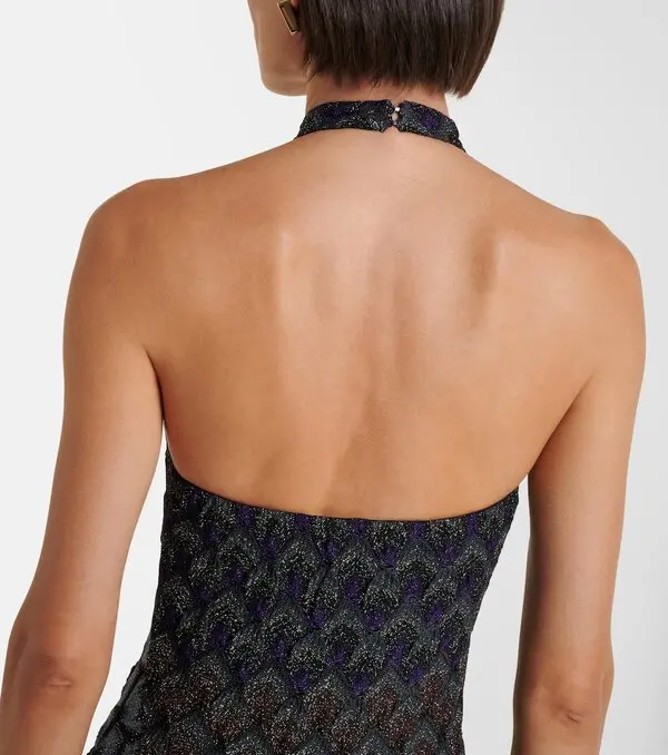 Missoni Halterneck Knitted Lame Gown