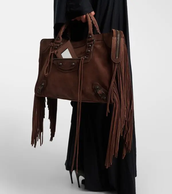 Balenciaga Le City Medium Suede Top Handle Bag