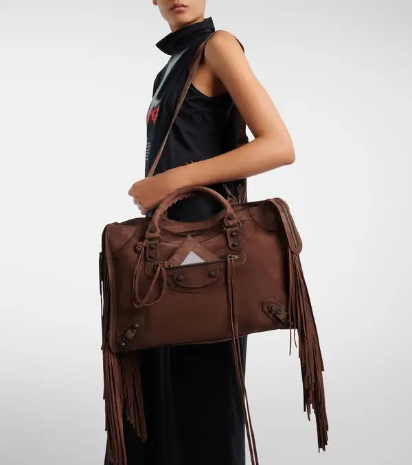 Balenciaga Le City Medium Suede Top Handle Bag