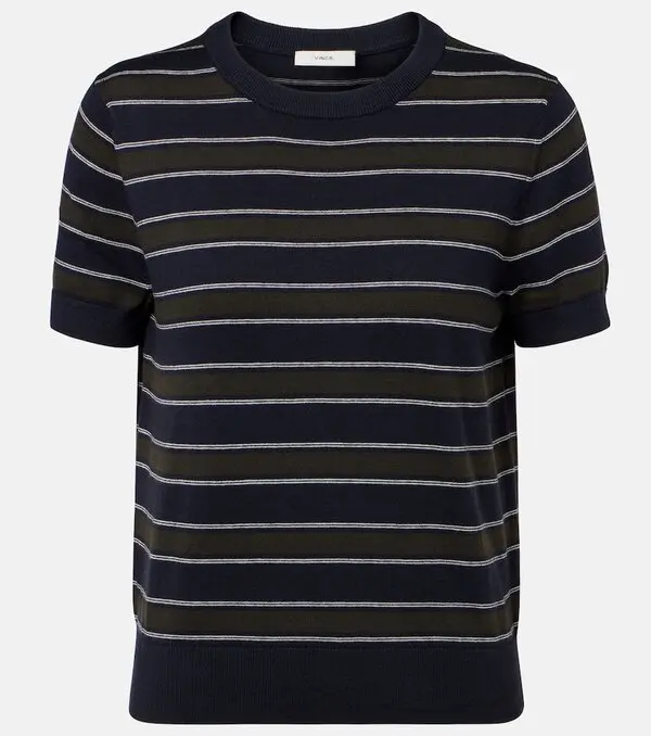 Vince Striped Cotton And Cashmere Sweater