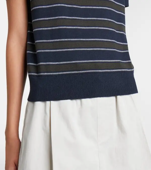 Vince Striped Cotton And Cashmere Sweater