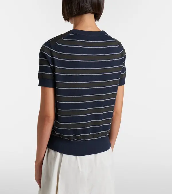 Vince Striped Cotton And Cashmere Sweater