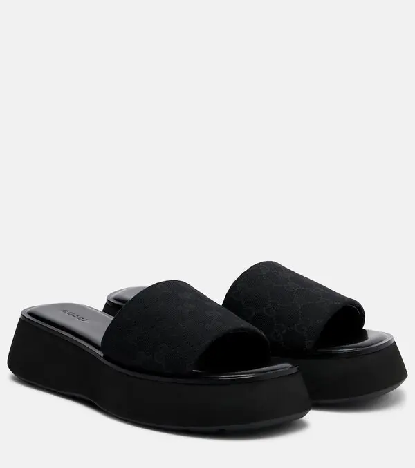 Gucci Gg Canvas Platform Slides